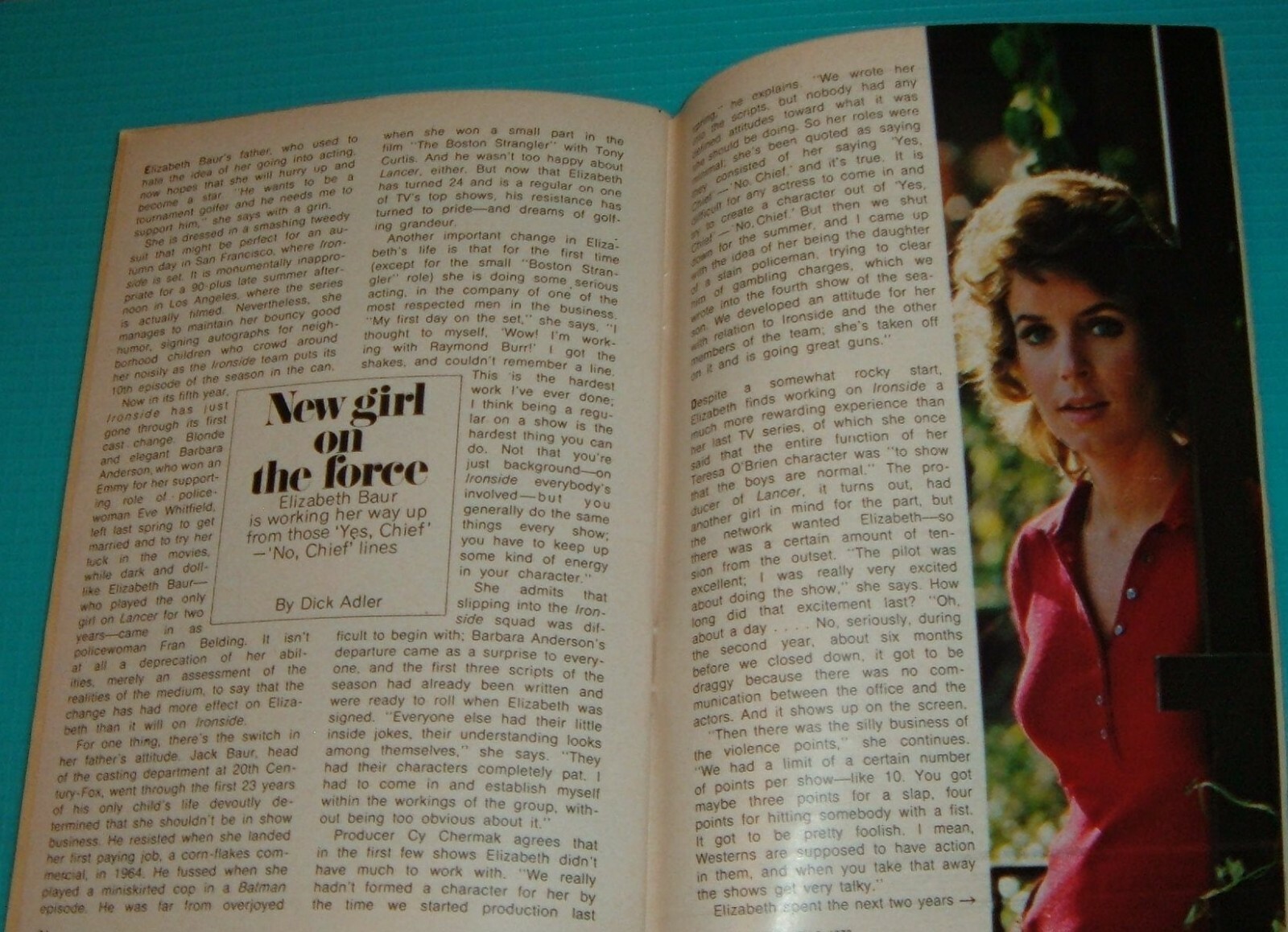 1972 TV ARTICLE ELIZABETH BAUR NEW GALON IRONSIDE TELEVISION SERIES ...