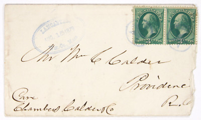 Lancaster, Wor. Co., Mass. Aug. 15 1879 (MA) blue Sawtooth DOC, 3c Pair ...