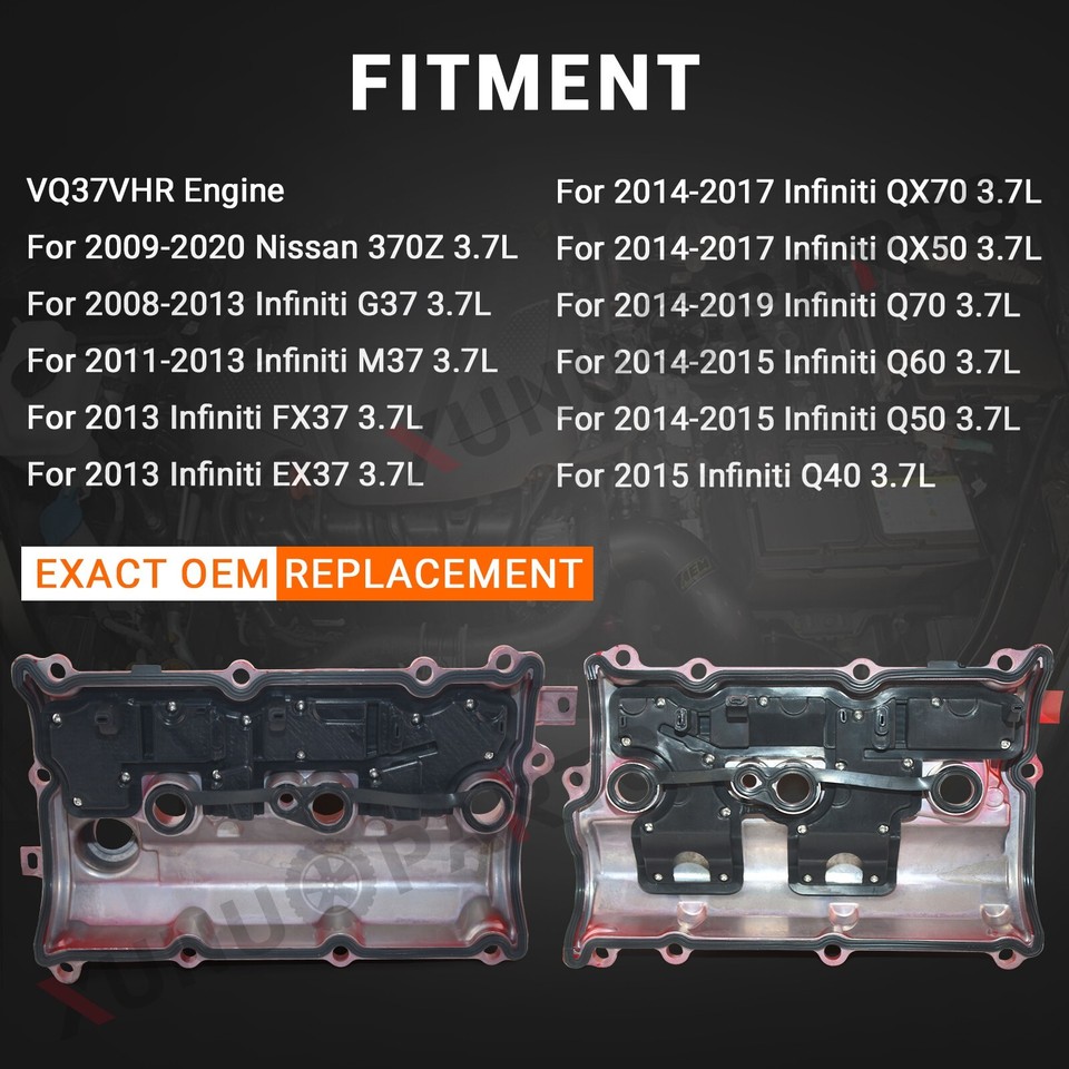 2x Upgrade Aluminum Valve Cover Set for 2009-13 Infiniti G37 2009-20 ...