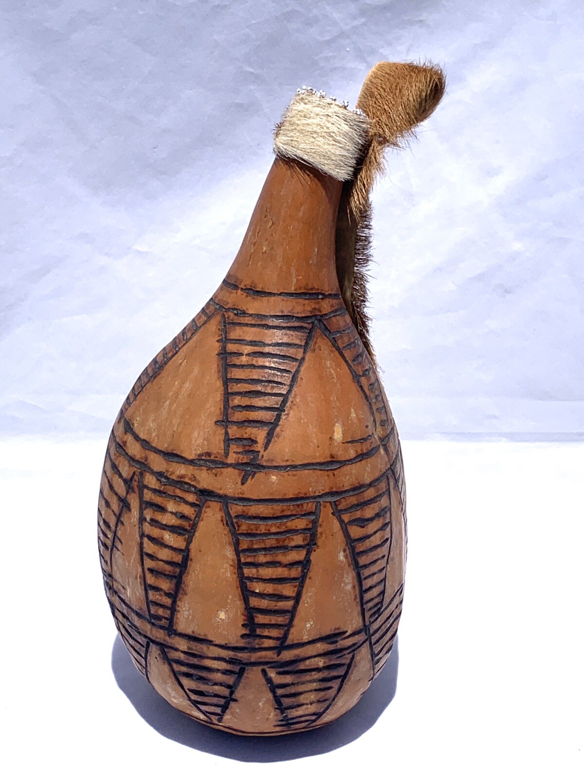 Original Old Carved African Wood Burnt Design Calabash Gourd Tribal ...