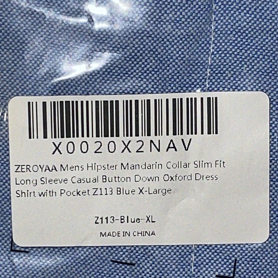 ZEROYAA Mens Hipster Mandarin Collar Slim Fit Long Sleeve Casual Button ...