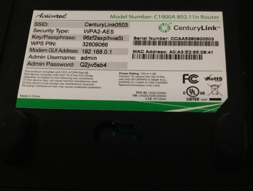 Actiontec Century Link C1900A 802.11n Router 300Mbps Already “RESET” | eBay