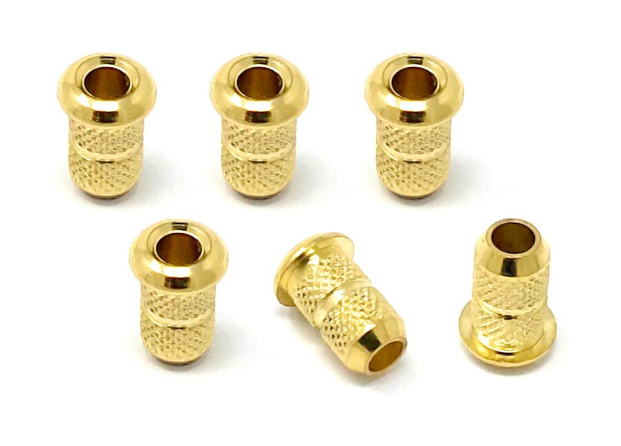GOLD TOP MOUNT LOADING STRING-THRU BODY 4MM MINI GUITAR FERRULES (SET ...