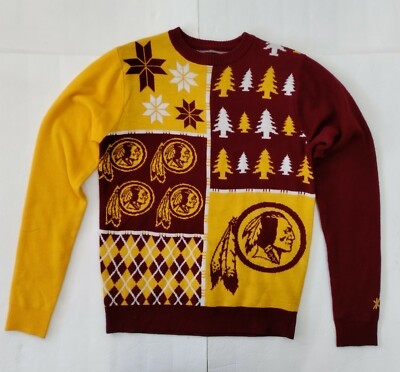 Washington Redskins Sweater Men Unisex 42 MED Maroon Yellow Christmas ...