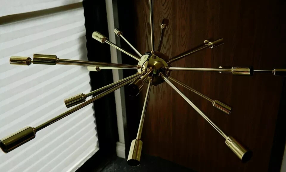 Polished Brass Atomic Sputnik Starburst Chandeliers Mid Century Modern ...