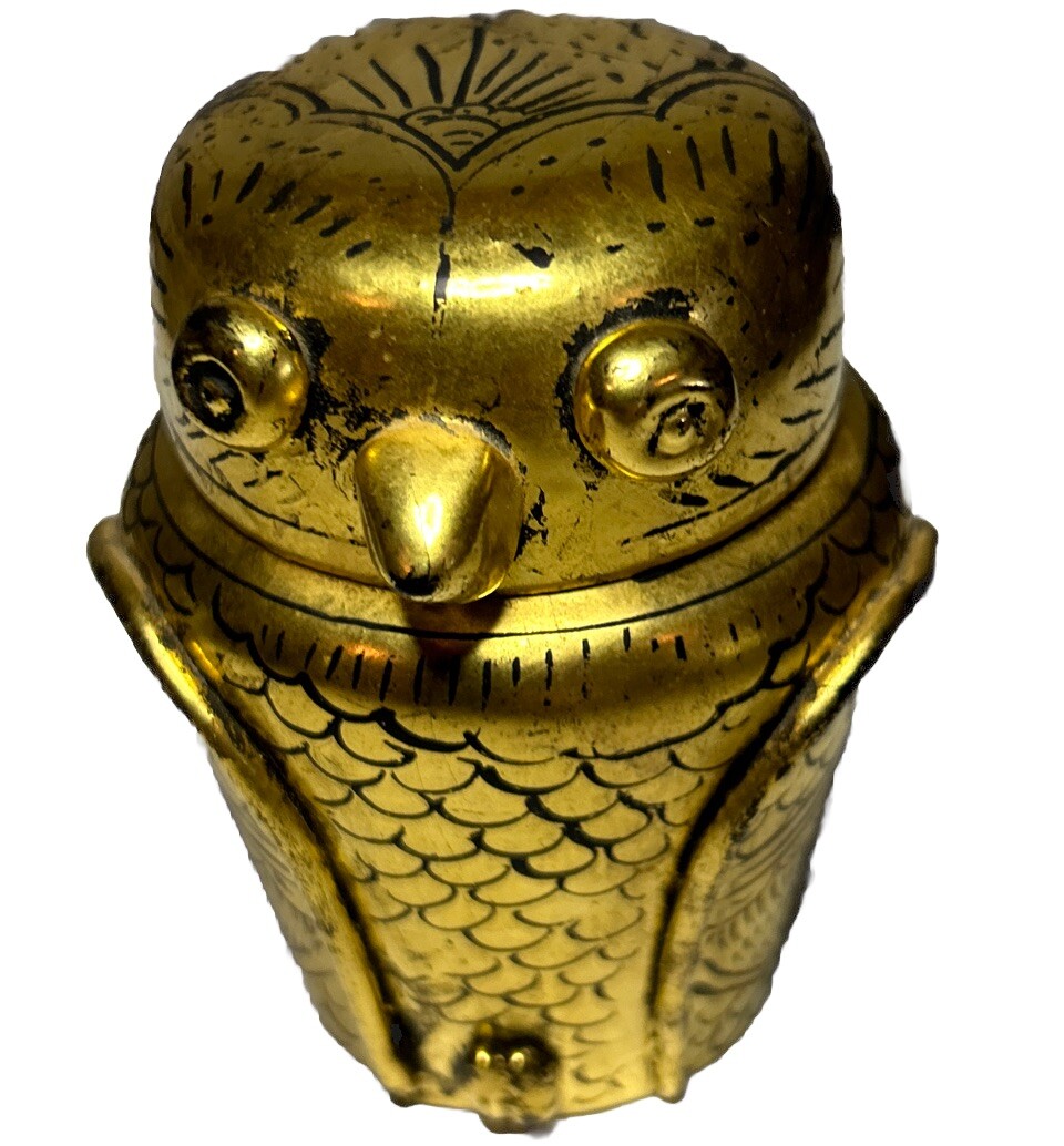 Burmese Paper Black Lacquer Gold Mache Trinket Owl Box 4”x 3.5” | eBay