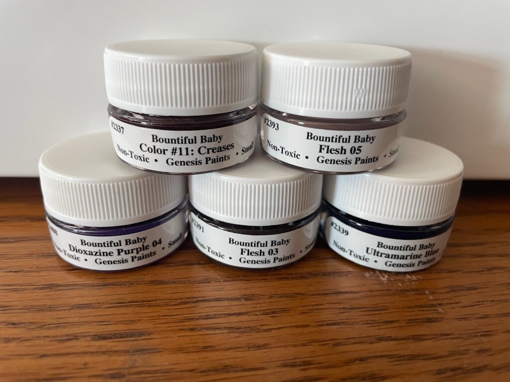 Lot of 5 Genesis Heat Set Paint Creases Flesh Purple Blue small reborn ...