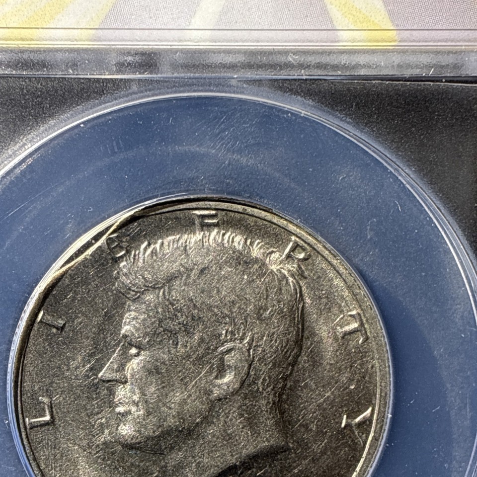 “1972-D Kennedy Half Dollar Curved Clip Error AU55 ANACS Planchet ...