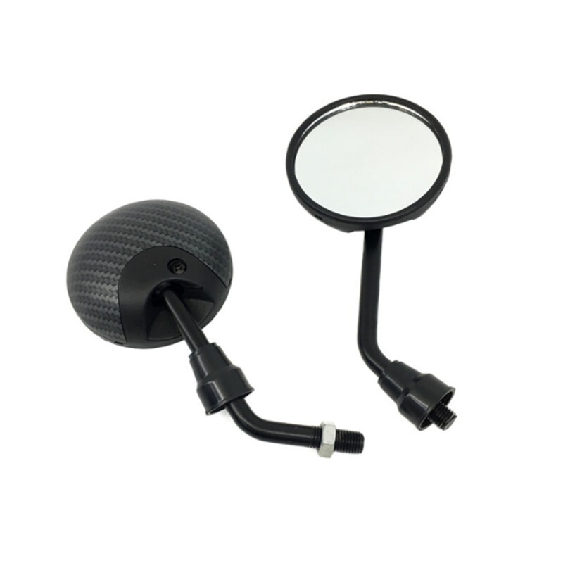10mm Motorbike Rear View Mirror Motorcycle Carbon Fiber Round Rearview
