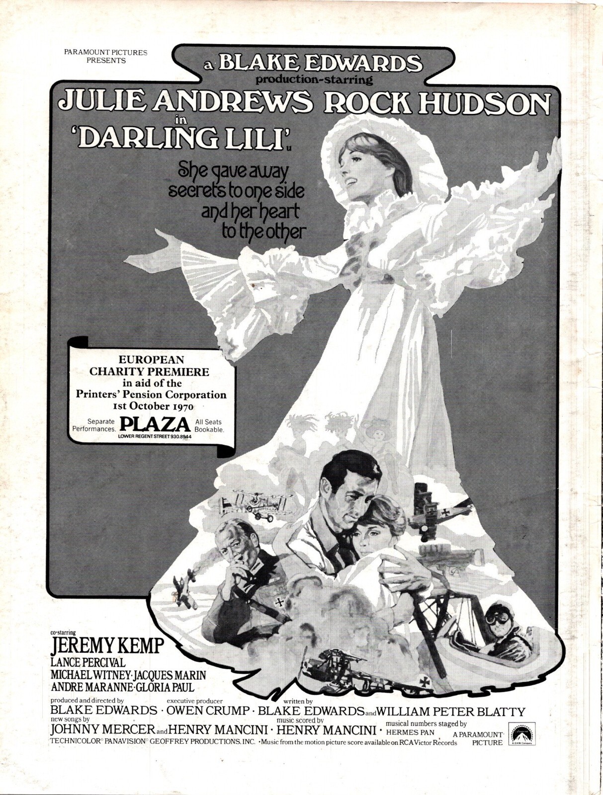 FRAMED MOVIE ADVERT 11X8" DARLING LILI : JULIE ANDRES AND ROCK HUDSON ...