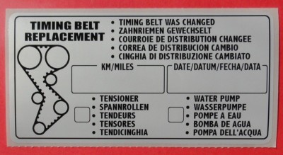 (3 pcs) TIMING BELT STICKERS WATER PUMP TENSIONER REPLACEMENT LABEL 4x2 ...