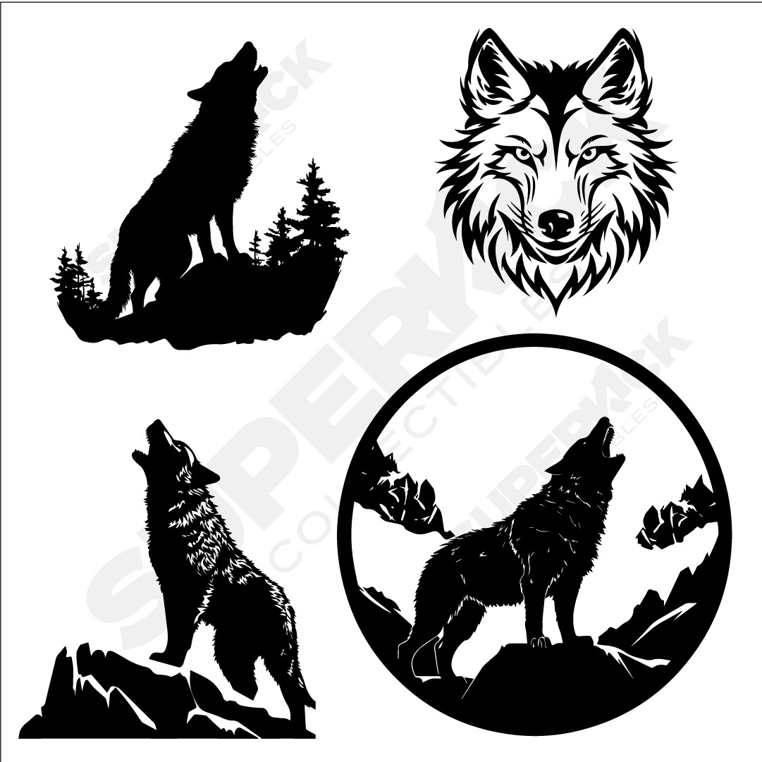 Howling Wolf Silhouette Clip Art