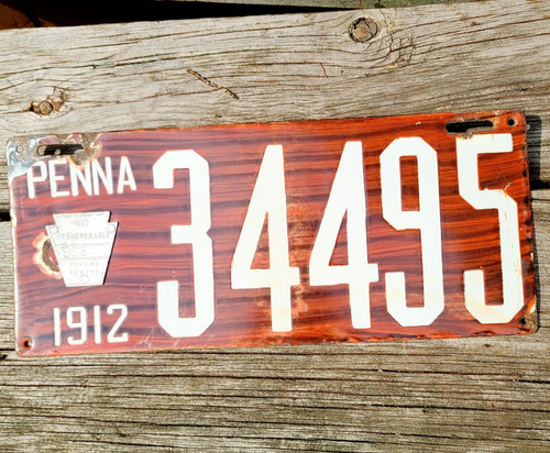 Antique 1912 Pennsylvania Porcelain License Plate - No Touch Up | eBay