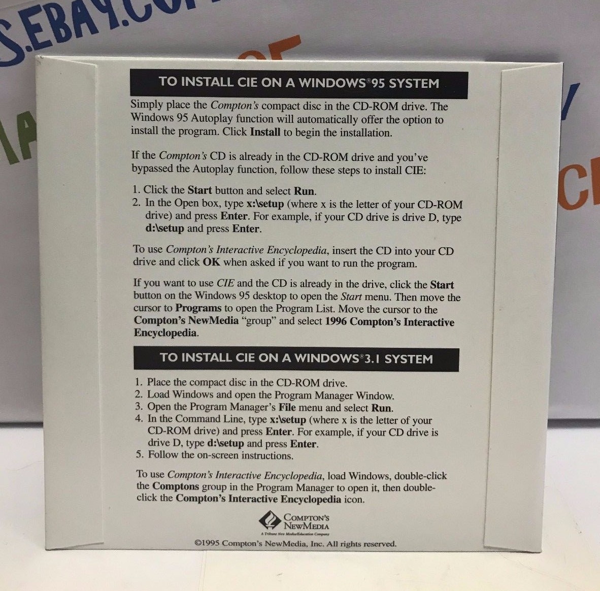 Comptons NEW MEDIA. COMPTON'S INTERACTIVE ENCYCLOPEDIA. 1996. LIKE NEW ...