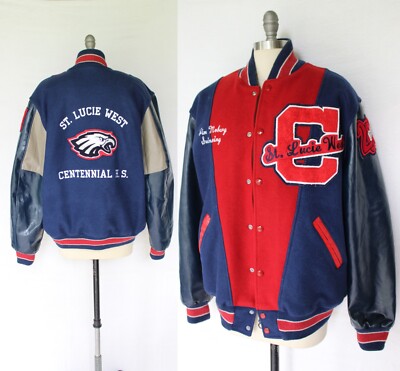 NEFF Eagle High school Wool Vegan leather Varsity Letterman wool bomber ...