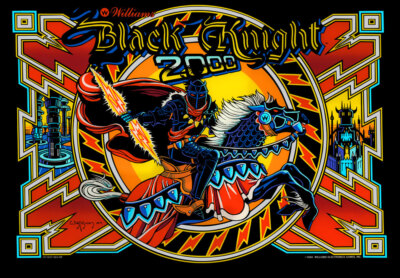 WILLIAMS Black Knight 2000 BK2K pinball machine backglass translite ...