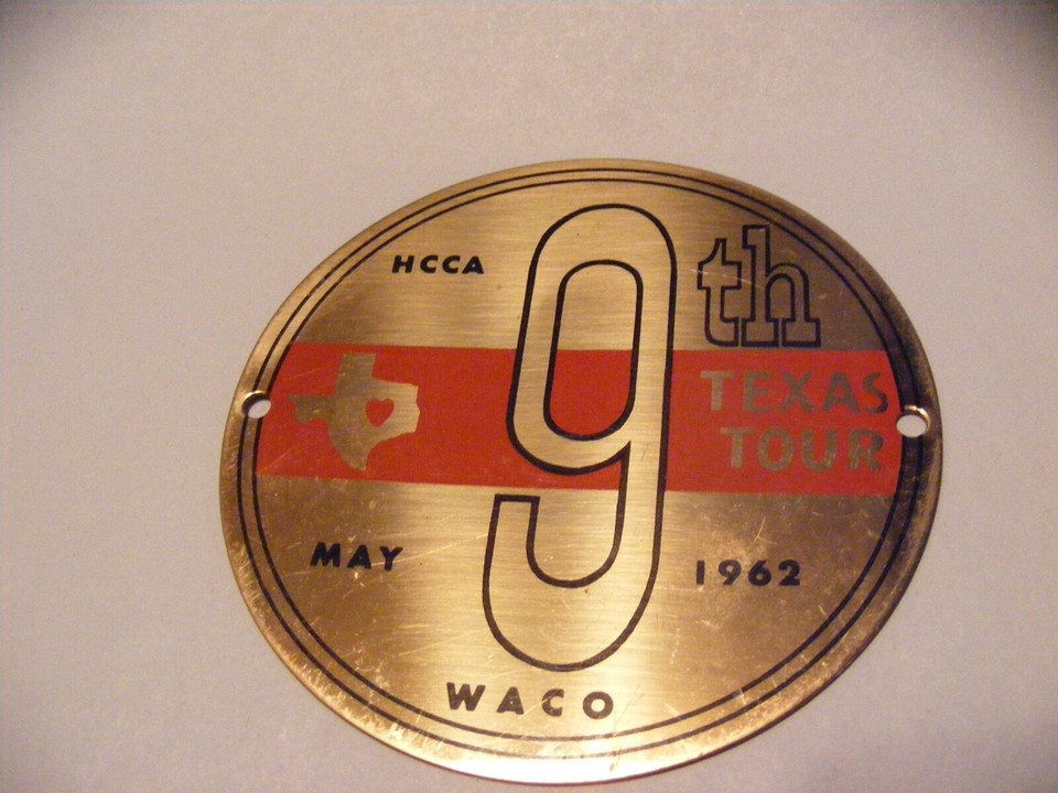 Vtg 1962 TEXAS WACO TOUR HCCA CAR EMBLEM AUTO BADGE | eBay