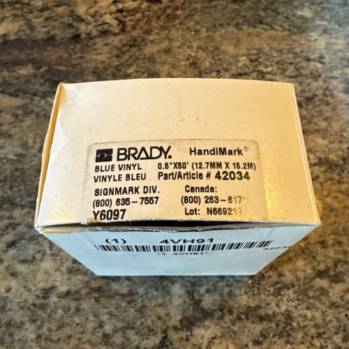 1/2" X 50’ Blue Vinyl Tape 42034 Brady Handimark Label Maker Tape ...