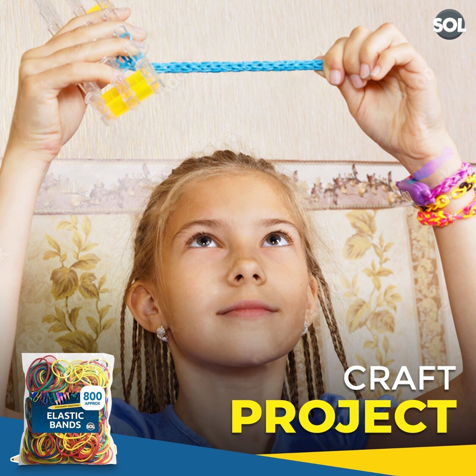 800pk Strong Elastic Rubber Bands Assorted Colours Sizes Home, School ...