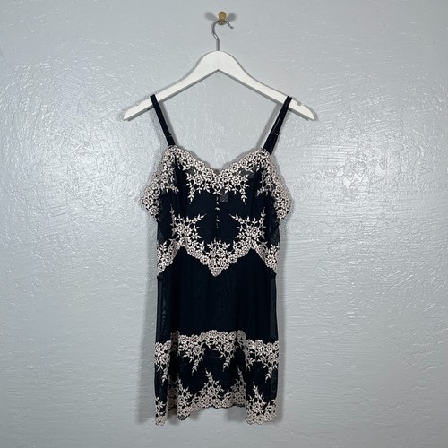 Wacoal Women XL Black Embrace Lace Sheer Chemise Slip Coquette Feminine ...