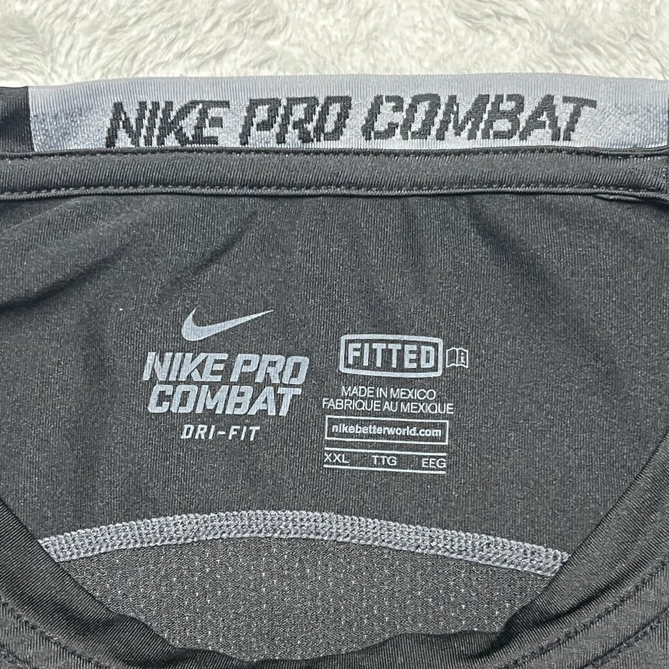 Nike Pro Combat Shirt Mens 2XL Fitted Black Dri-Fit Performance Stretch ...