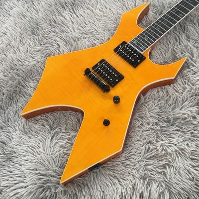 Yellow BC Rich Flame Maple Top Electric Guitar 6 String Basswood Body ...