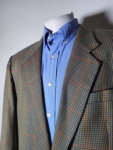 44L BESPOKE Purple Red Blue Tooth Check Jacket Blazer Sport Coat Wool ...