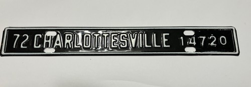 72 Charlottesville Va License Plate Town Tax Tag Topper Vanity Sign VTG ...