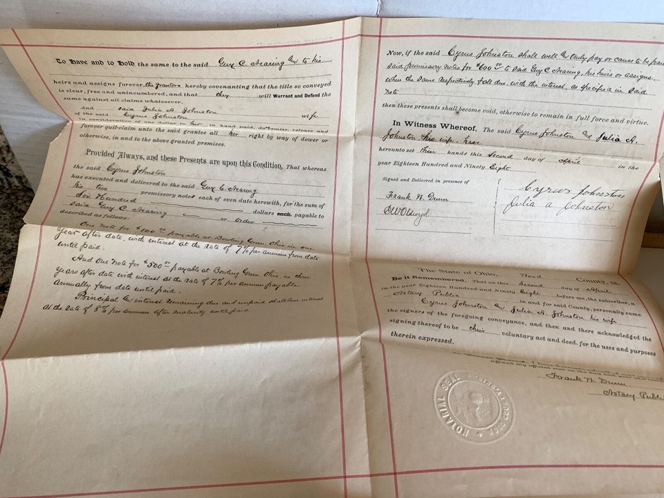 HANDWRITTEN Antique LAND DEEDS 1888 RAISED SEALS Victorian VTG Ephemera ...