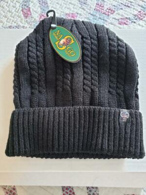 KNIT WORLD Native American NASGO Winter Knit Hat Beanie BLACK NWT BRAND ...