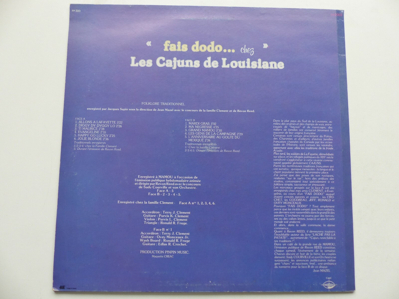 " Fais Dodo... Chez " Les Cajuns De Louisiane CO 2003 Revon Reed Sady ...