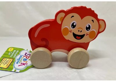 Spark Create Imagine: Wooden Monkey Car for Toddlers 12+ months; Sturdy ...