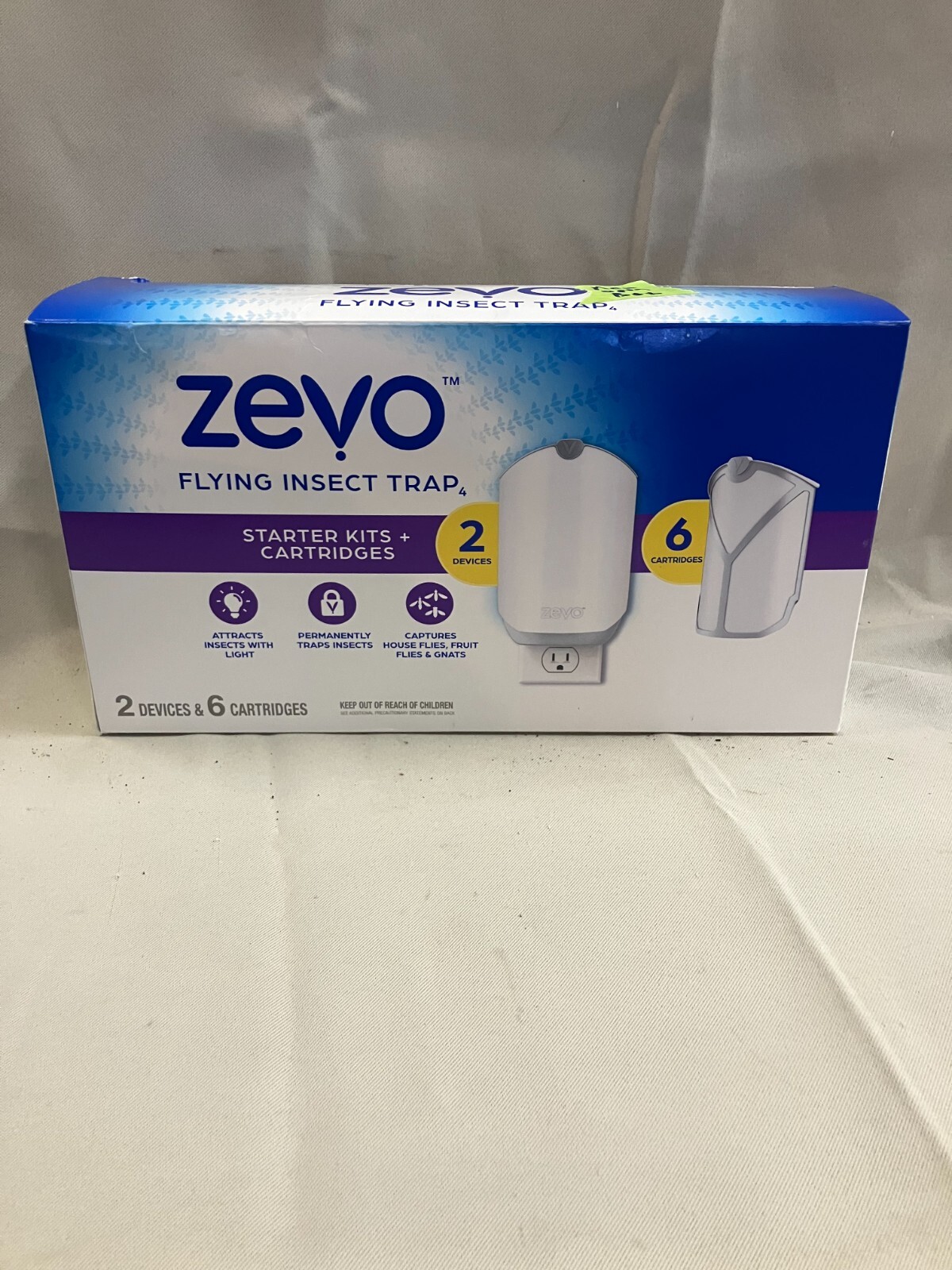 NEW Zevo Flying Bug Insect Trap Starter Kit 2 Devices + 6 Refills ...