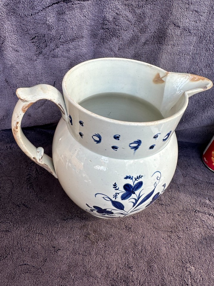 Large Antique Hand Painted Pearlware Pottery C18th/Early C19th Jug ...