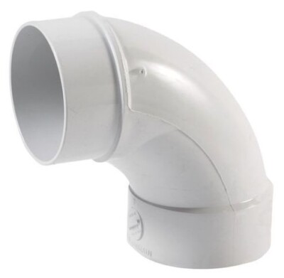 NDS 4" X 4" Spigot X Hub White PVC Long Radius 90D Elbow Solvent Weld ...