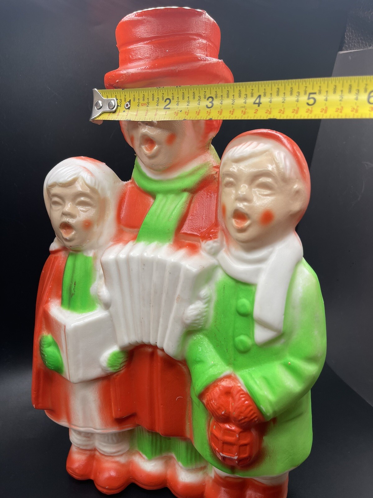 Blow Mold Christmas Poloron PIXIES 1960s Caroling Trio Neon Day-Glo ...