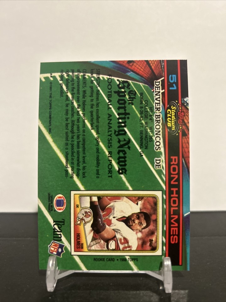 1991 Stadium Club Football Ron Holmes Denver Broncos #51 | eBay