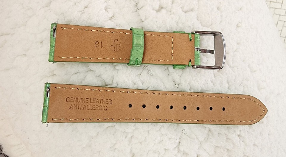 12mm 16mm 20mm Genuine Leather Emerald Green Interchangeable Watch Band ...