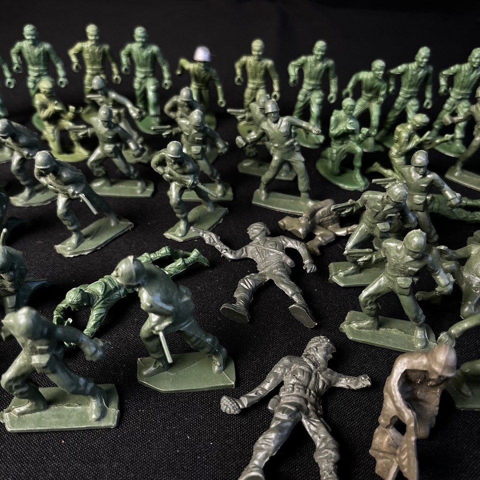 Lot of 53Vintage US Army Men Plastic Toy Soldiers Green Military | eBay