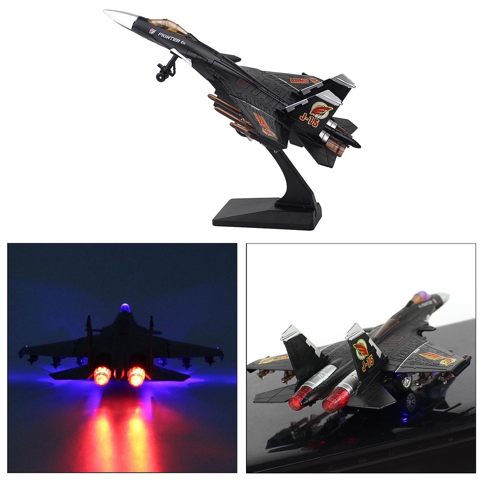 1/100 Fighter Aircraft J15 Jet Lights & Sounds Alloy Model with Display ...