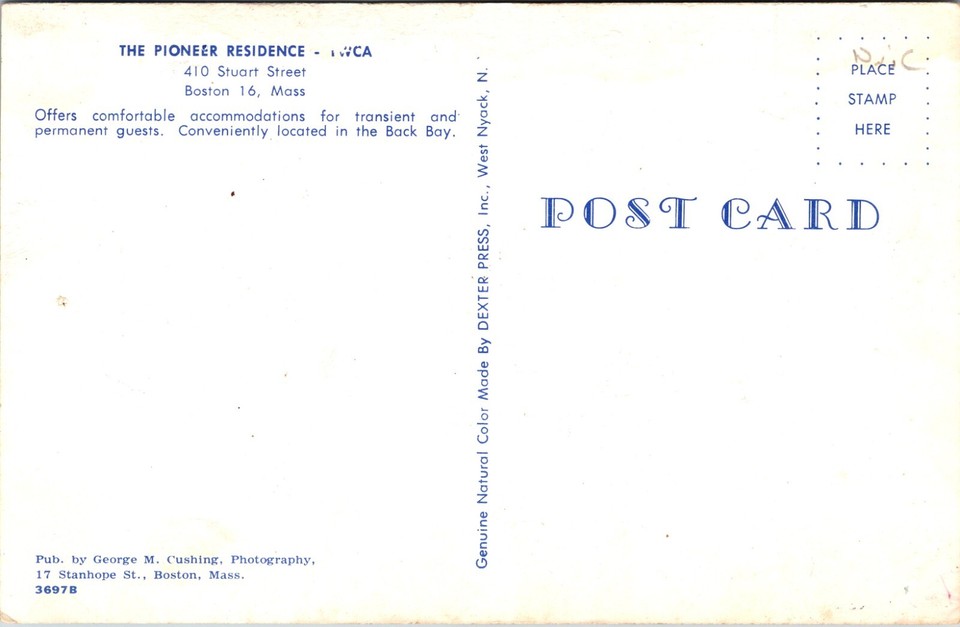 The Pioneer Residence YWCA Boston Massachusetts Chrome Postcard B83 | eBay