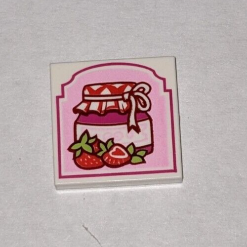 LEGO STRAWBERRY JAM 2x2 White Tile Pattern Minifig Kitchen Jelly Jar ...