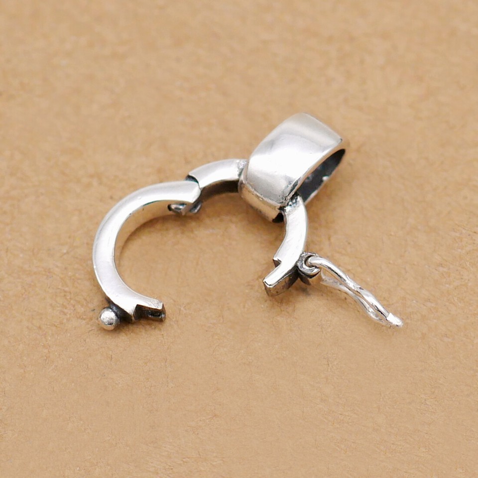 Hinged Bail Pendant Connector Sterling Silver Necklace Enhancer Clasp ...