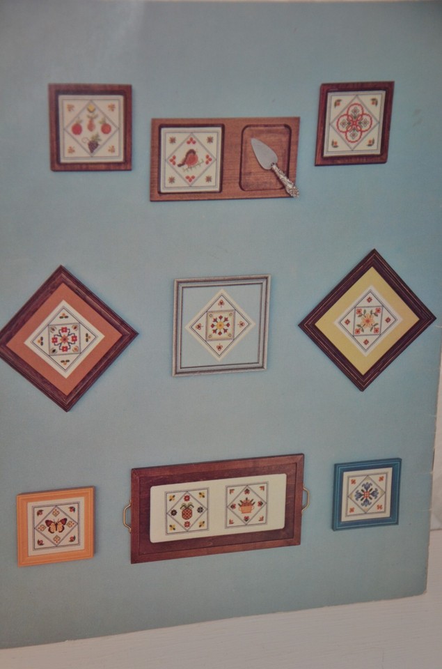 Antique tiles counted cross stitch pattern booklet 12 pgs, H Halverson ...