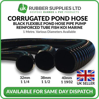 Black Corrugated Flexible Pond Hose Pipe Pump Reinforced Tube Fish Koi ...