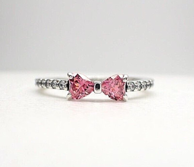 Authentic Pandora #193510C01-48 Sparkling Pink Bow Ring Size 4.5 with ...