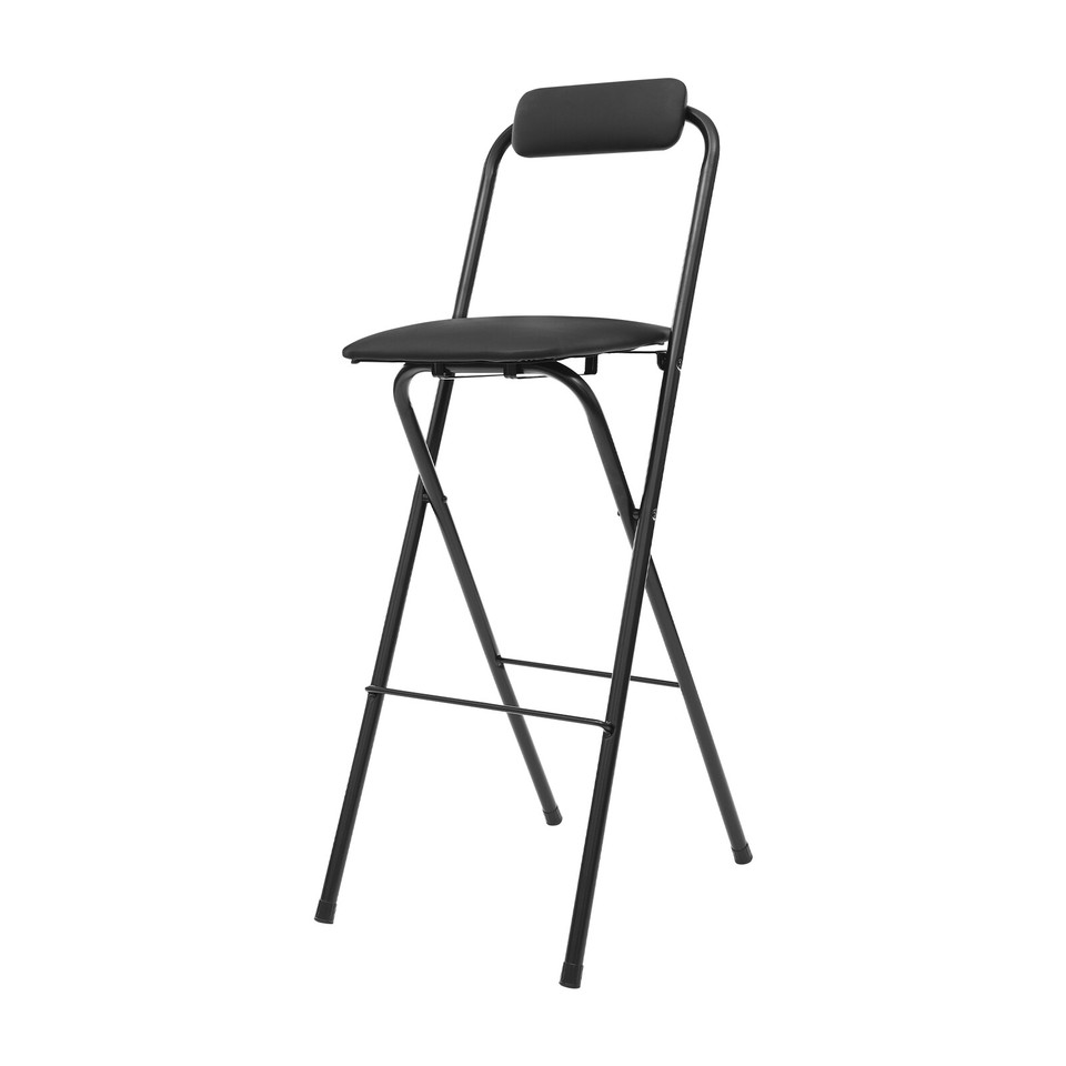 70cm Folding Bar Stool with Backrest, Tall Foldable Stool Chair ...