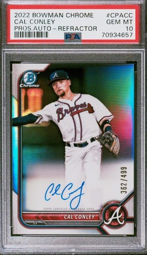 Cal Conley 2022 Bowman Chrome BB #CPA-CC Refractor 1st Auto # /499 PSA ...