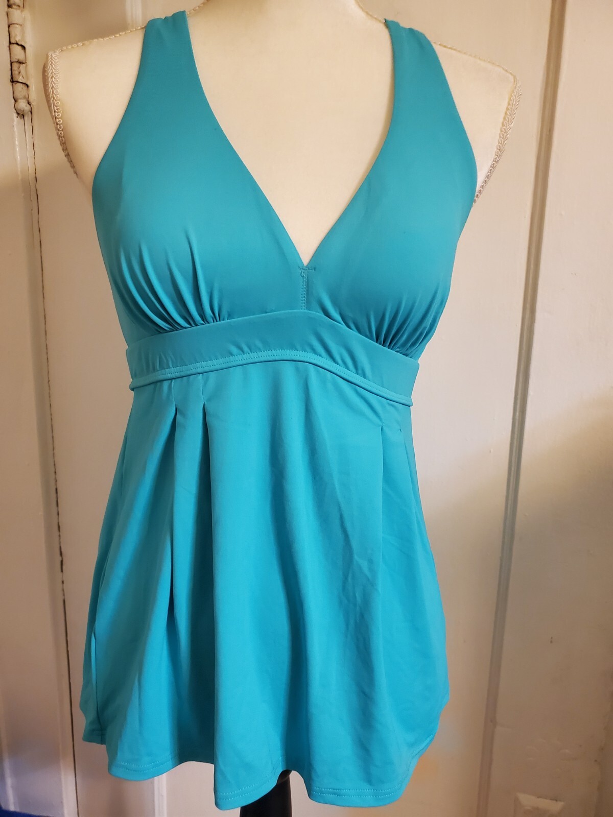 Lands End Women's Petite V-Neck Turquoise Tankini Swim Top - Sz 4P | eBay