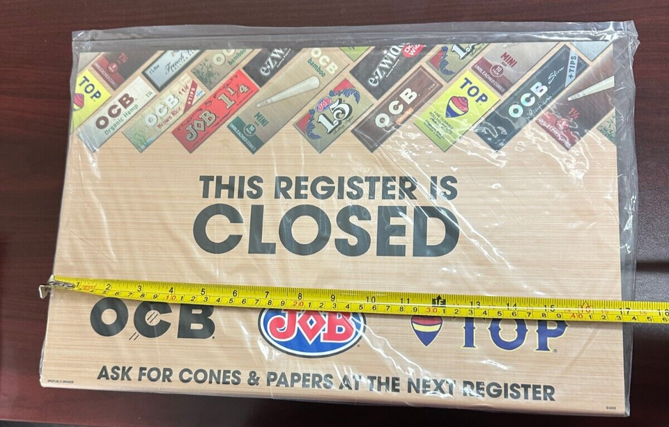 OCB JOB TOP Cigarette Rolling Paper Register Closed Sign 17" X 11" | eBay